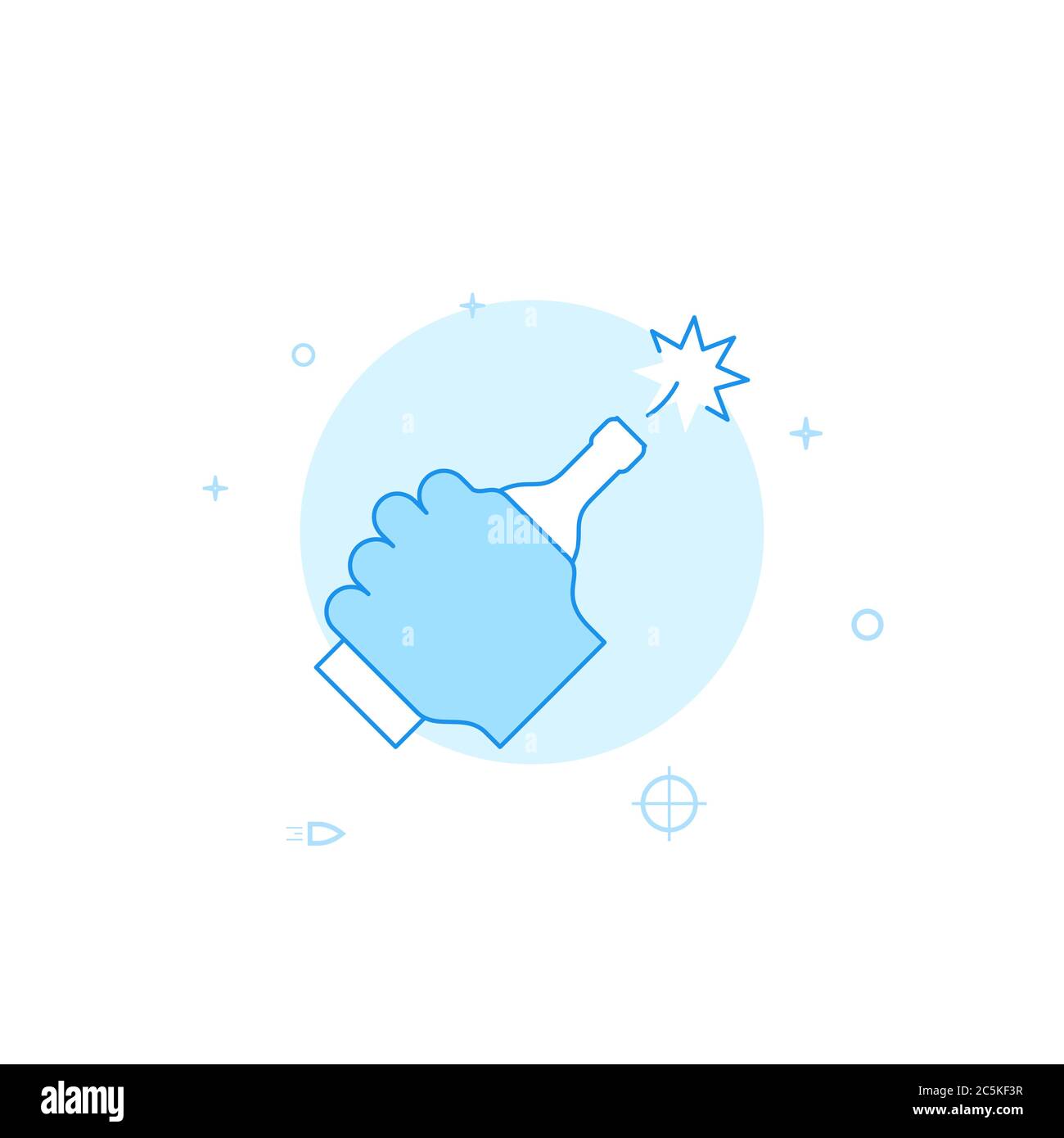 Molotov Cocktail Vector Icon Flat Illustration Filled Line Style Blue Monochrome Design