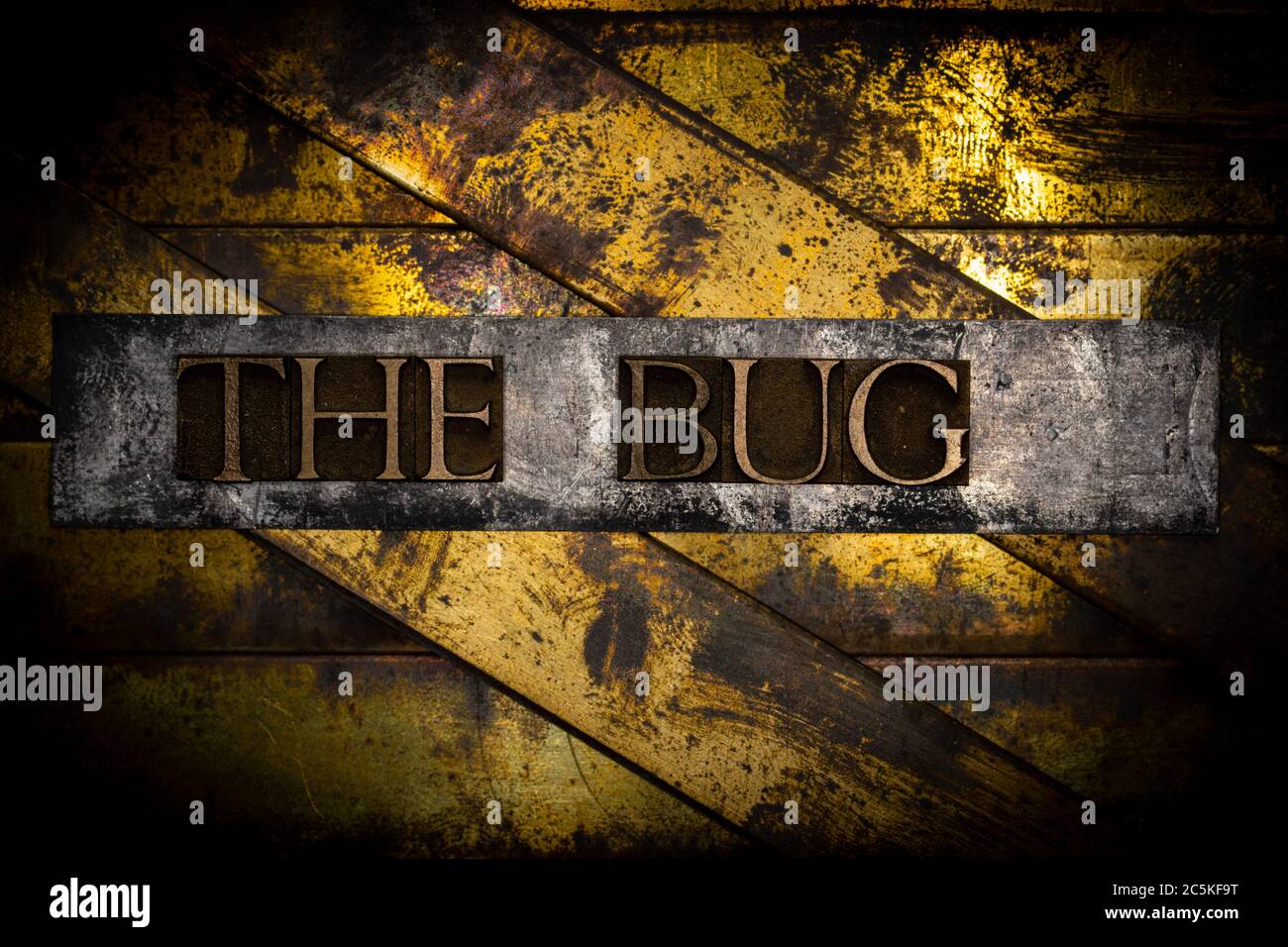 The Bug text formed with real authentic typeset letters on vintage ...