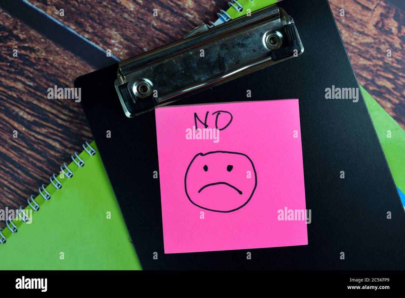 Say NO Face text on sticky notes isolated on office desk Stock Photo ...
