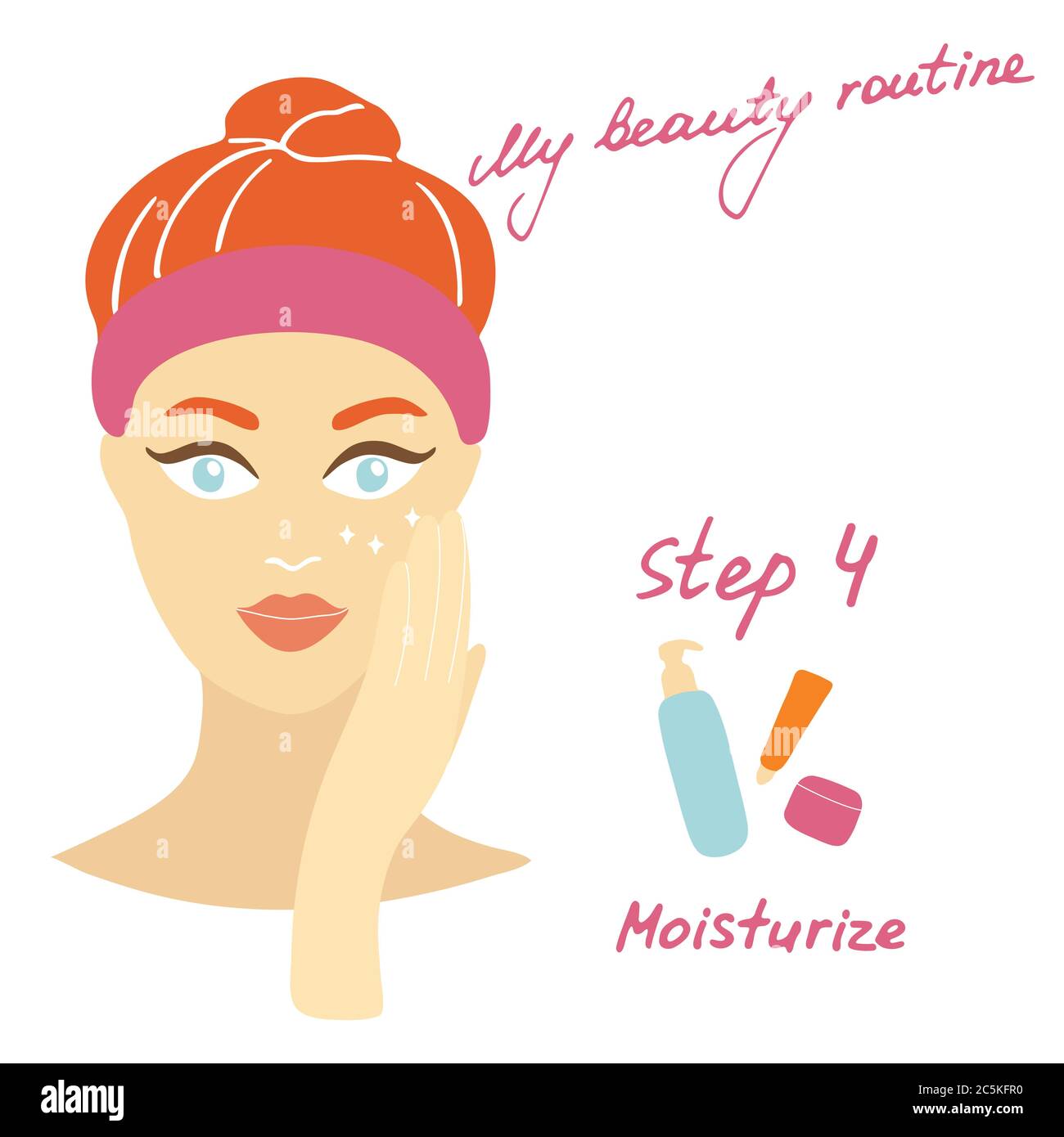 My daily routine. Skin care vector illustration. Correct order to apply ...
