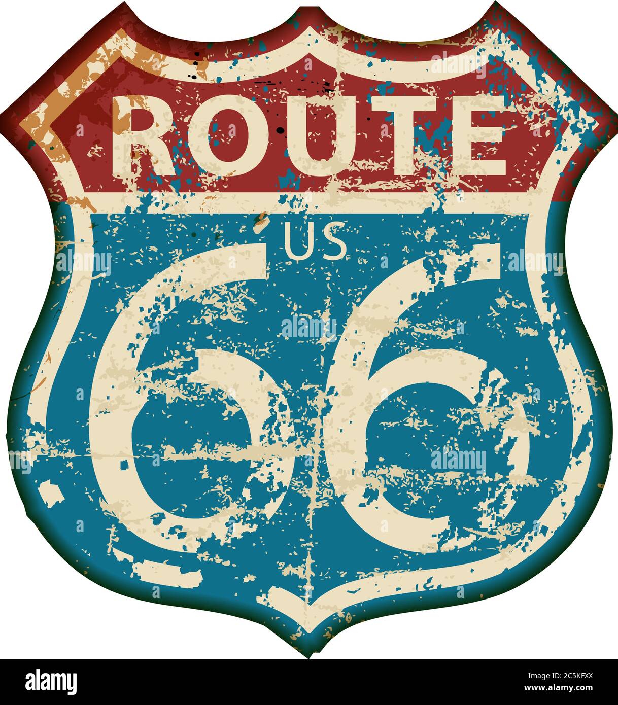 Route 66 sign,distressed grungy roadsign, retro style, vector ...