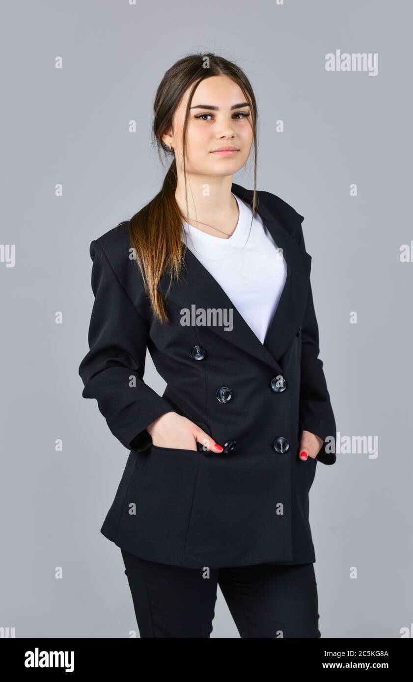 woman in beauty salon. female with classy look. perfect wardrobe ...