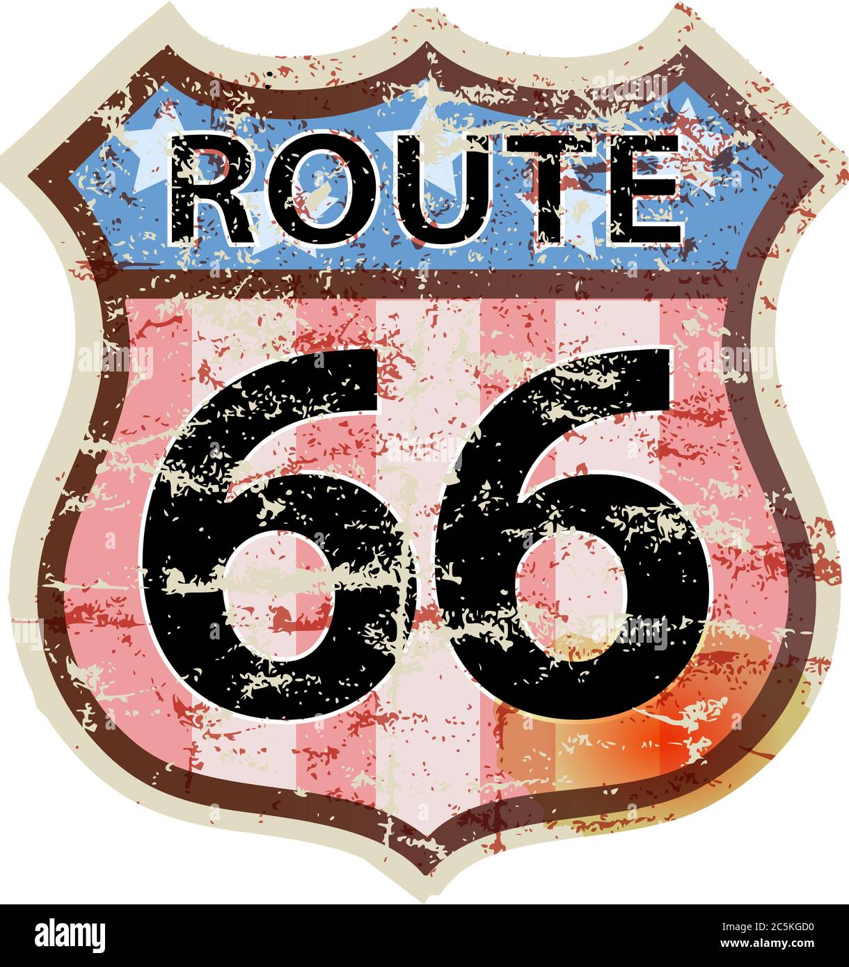 Route 66 sign,distressed grungy roadsign, retro style, vector ...