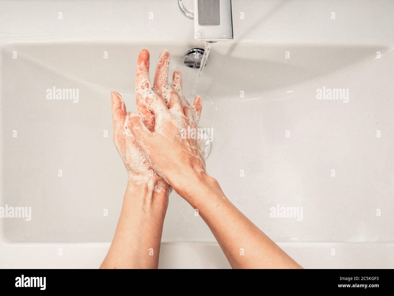 Coronavirus. Proper washing and handling of hands. Liquid antibacterial ...