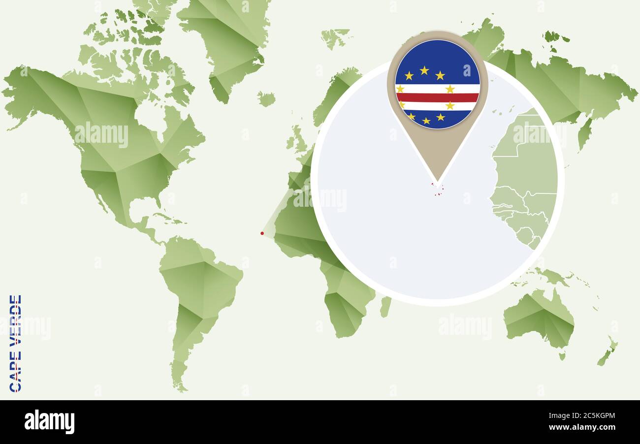 Infographic for Cape Verde, detailed map of Cape Verde with flag ...