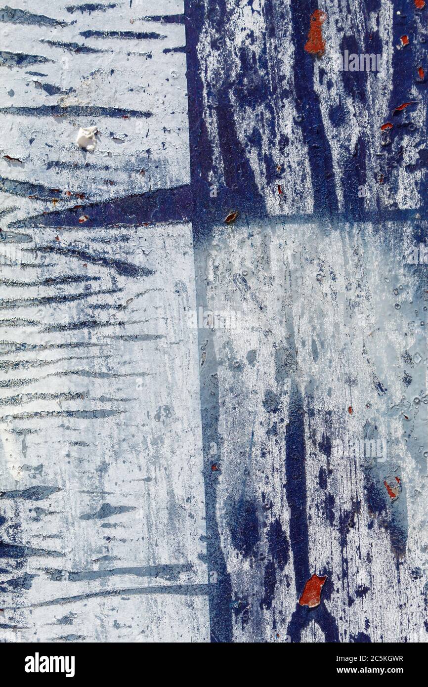 Old Weathered Bluish Metal Texture With White Painted Stripes Stock ...