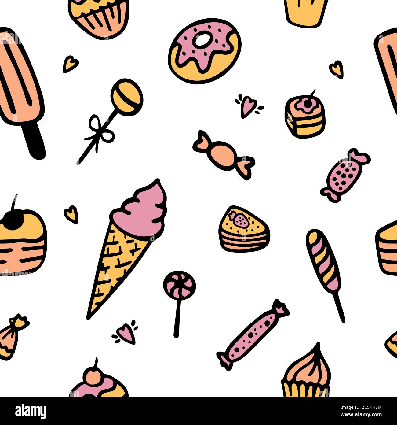 Doodle vector. Bakery,Cakes and dessert,pastries icons set. Hand drawn ...