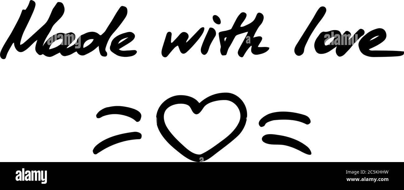 Made with love hand writting inscription. Hand drawn text Stock Vector ...