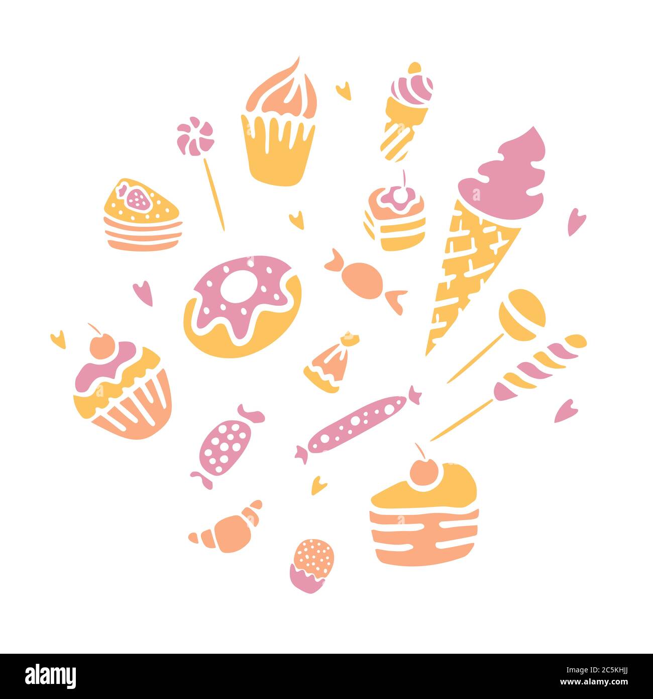 Hand drawn sweets collection. Dessert icon set Stock Vector Image & Art ...
