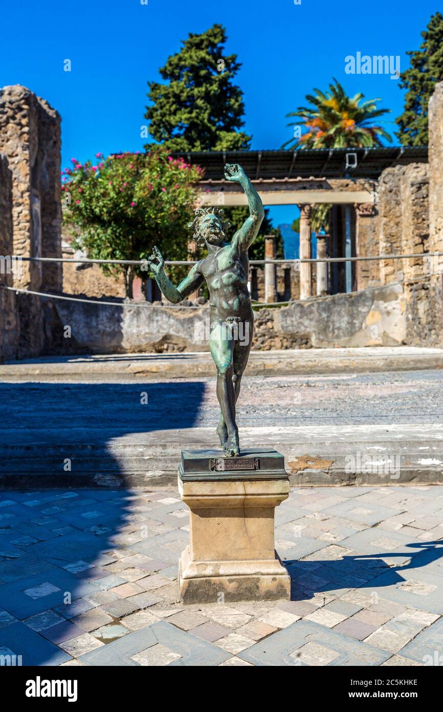Statue in Pompeii city destroyed in 79BC by the eruption of Mount ...