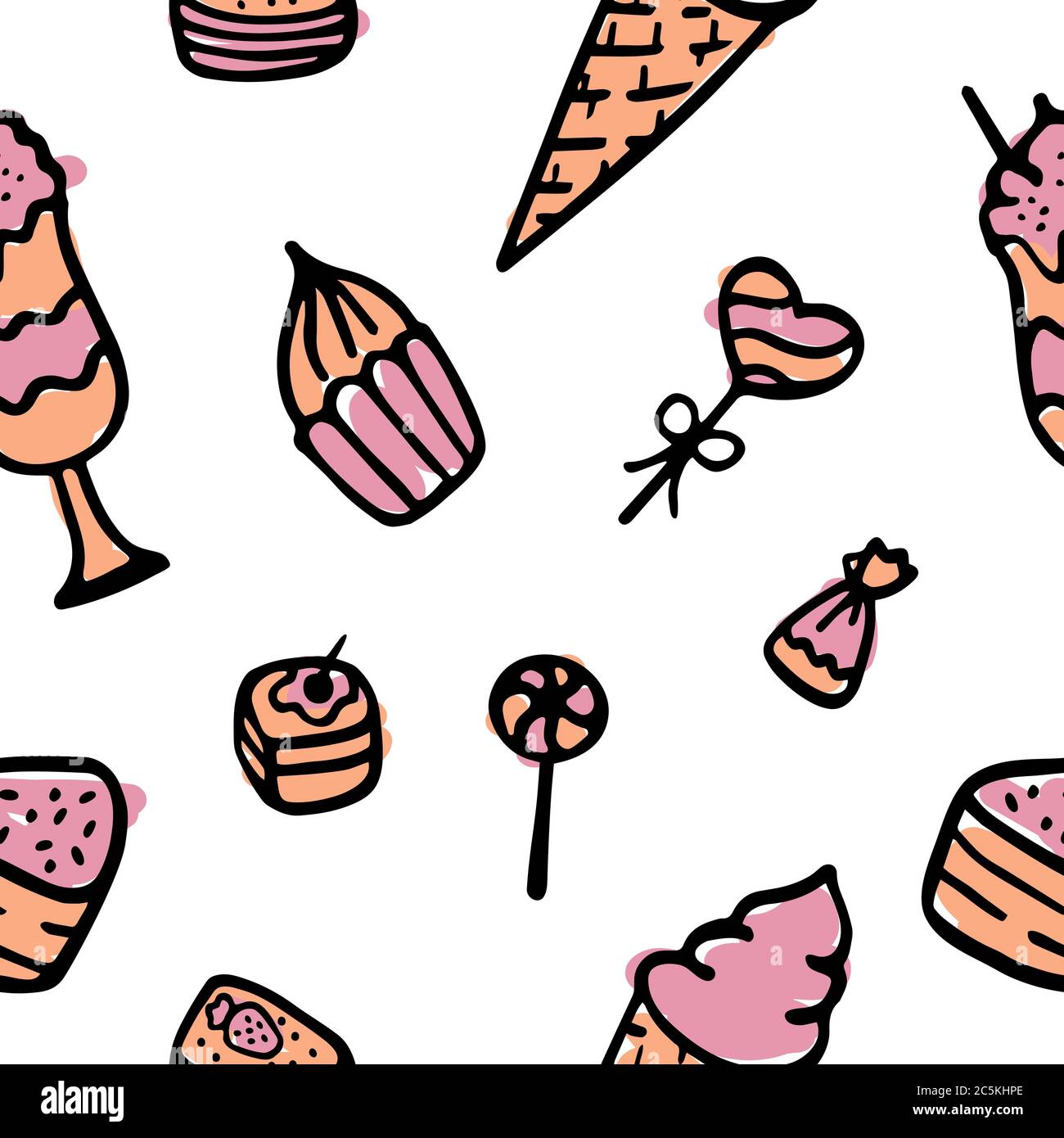 Doodle vector. Bakery,Cakes and dessert,pastries icons set. Hand drawn ...