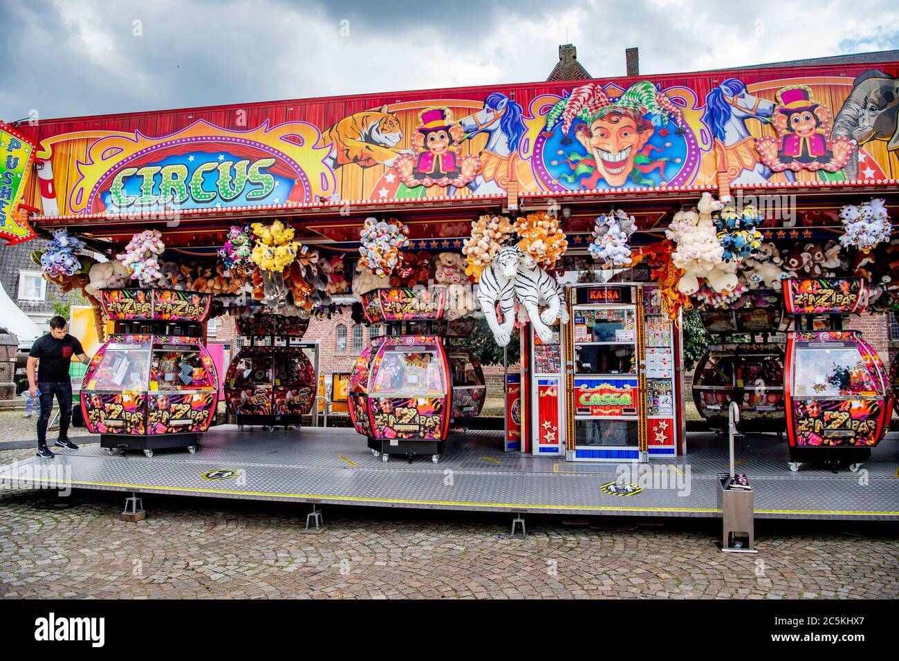The circus stall at fairground during the reopening.Moergestel ...