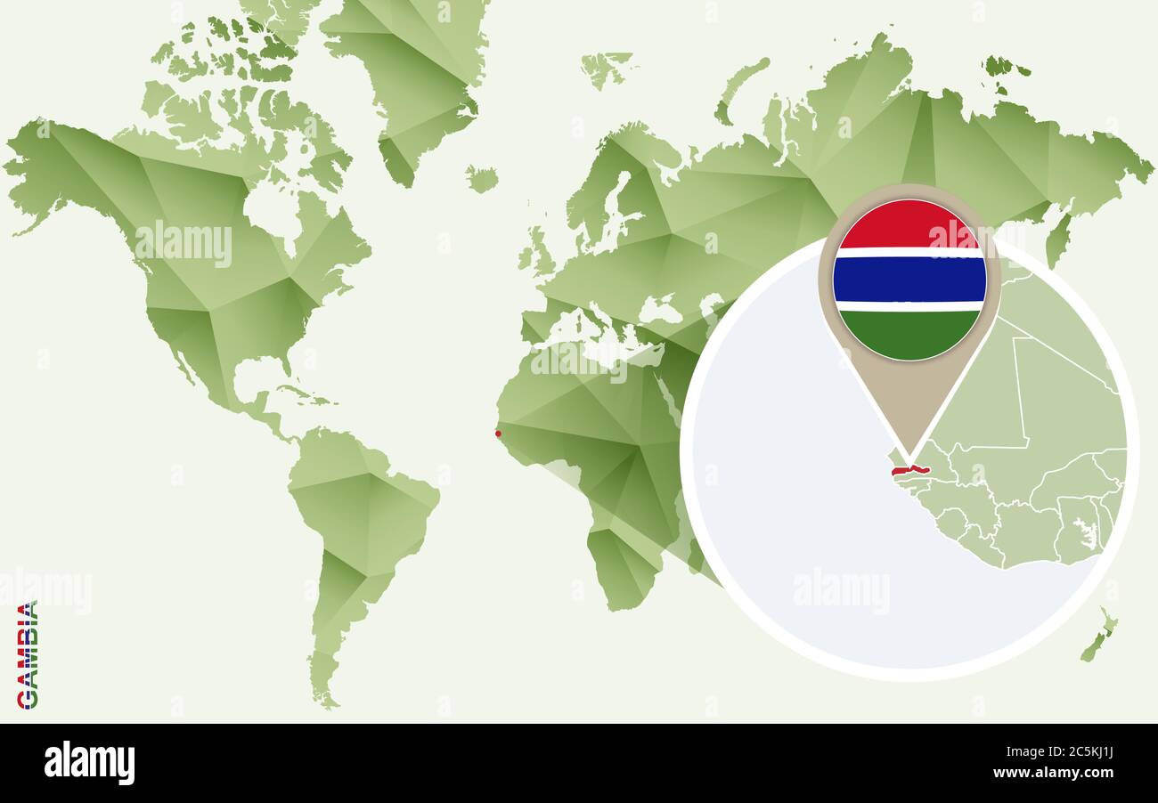 Infographic for Gambia, detailed map of Gambia with flag. Vector Info ...