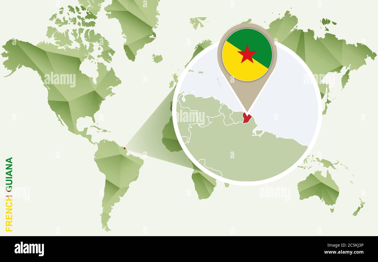 Infographic for French Guiana, detailed map of French Guiana with flag ...