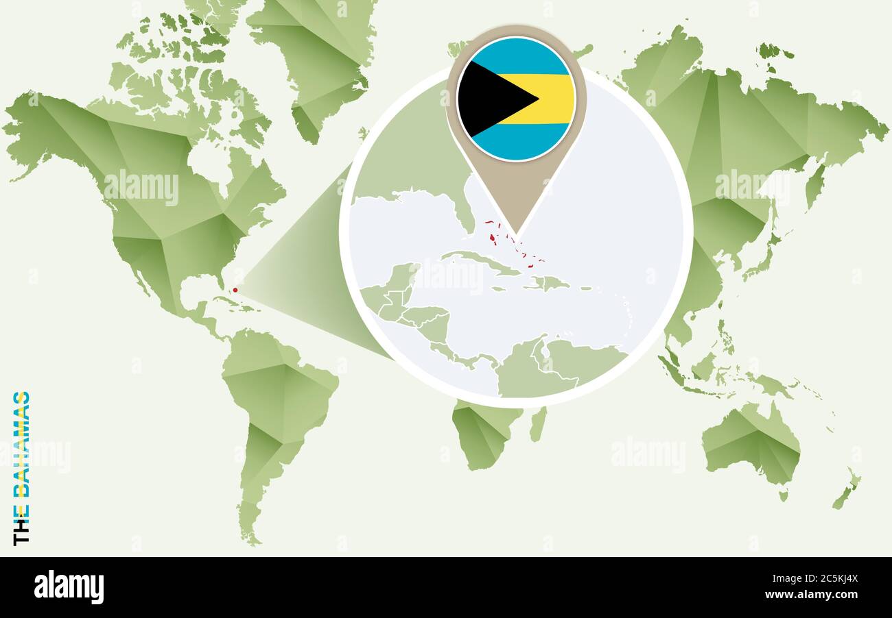 Infographic for The Bahamas, detailed map of The Bahamas with flag ...