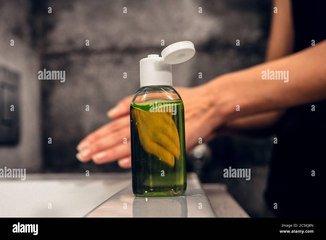 Coronavirus. Proper disinfection of hand treatment with alcohol gel ...