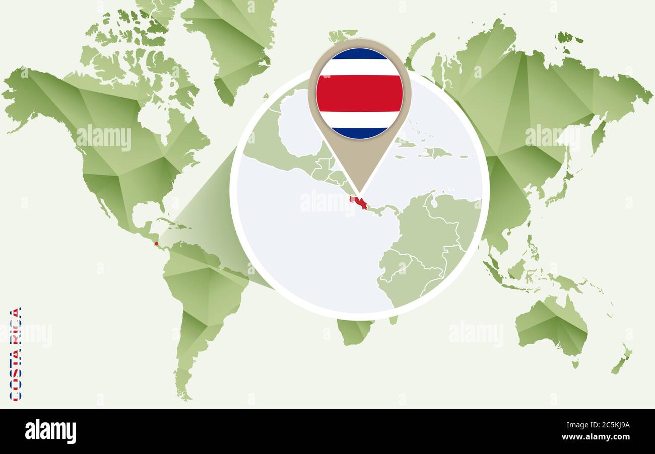 Infographic for Costa Rica, detailed map of Costa Rica with flag ...