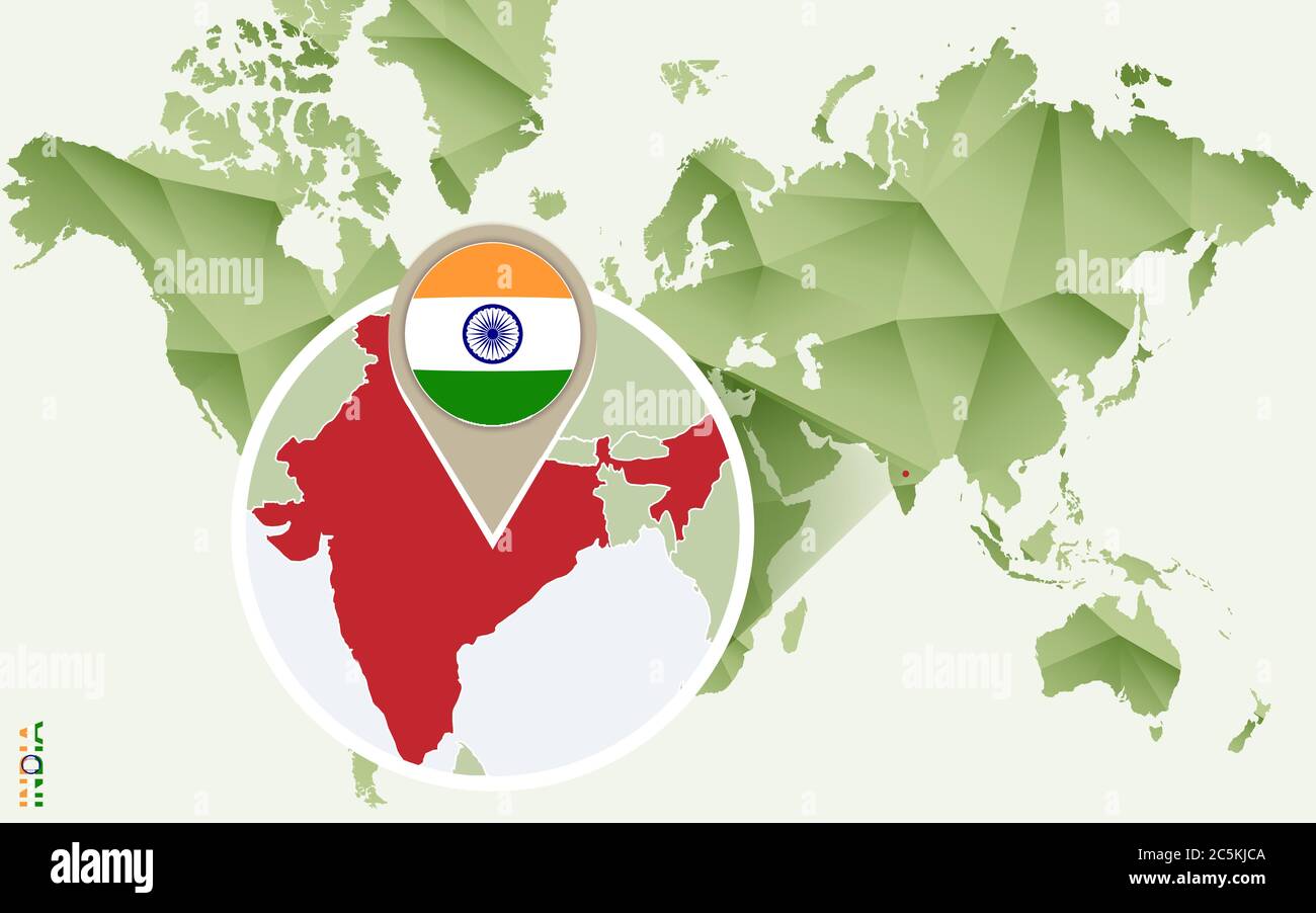 Infographic for India, detailed map of India with flag. Vector Info ...