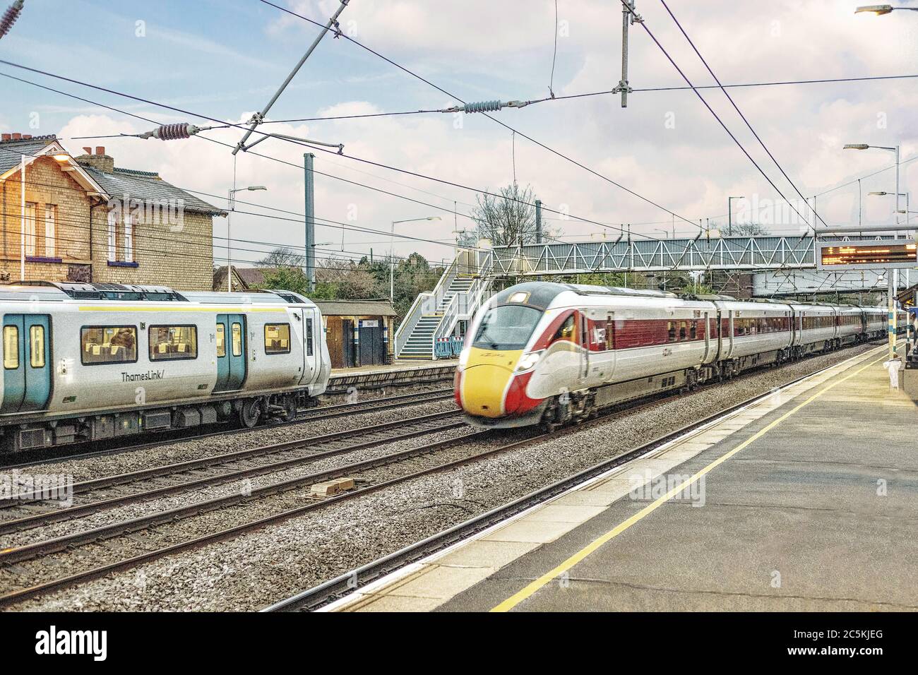 The Train Station at Sandy in Bedfordshire, United Kingdom Stock Photo ...
