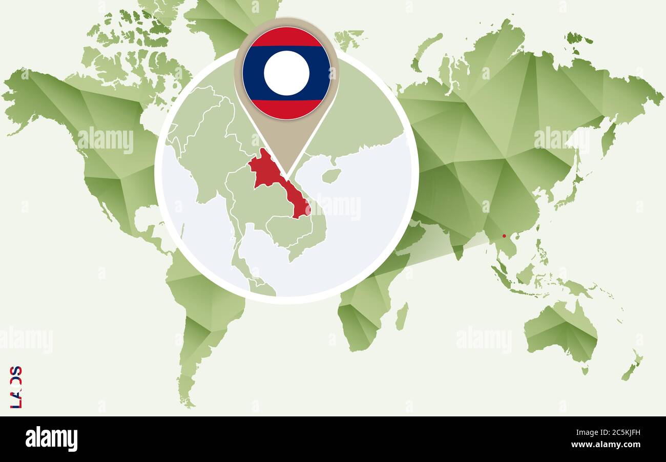 Infographic for Laos, detailed map of Laos with flag. Vector Info ...