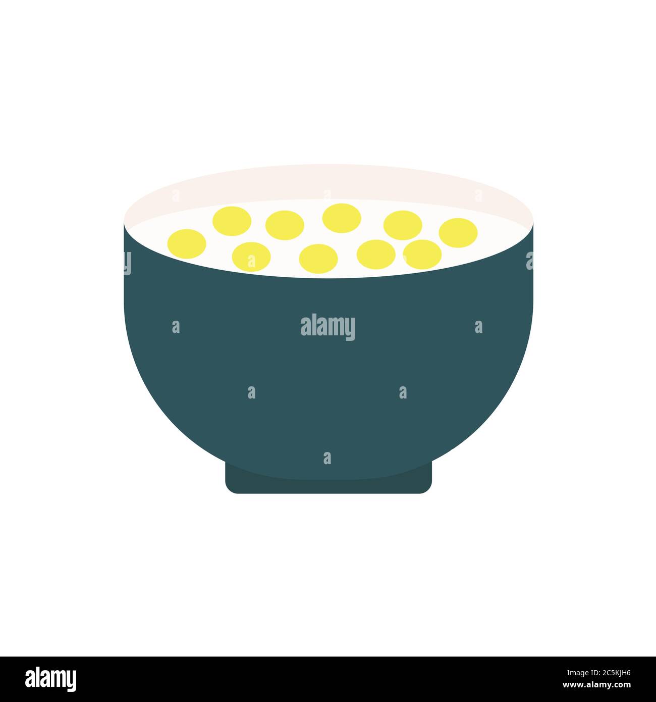 Corn flakes, cereal in bowl on white background. Vector illustration in ...