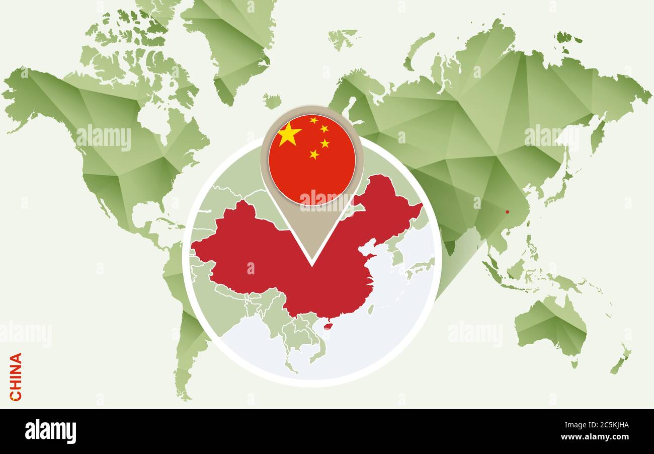 Infographic for China, detailed map of China with flag. Vector Info ...