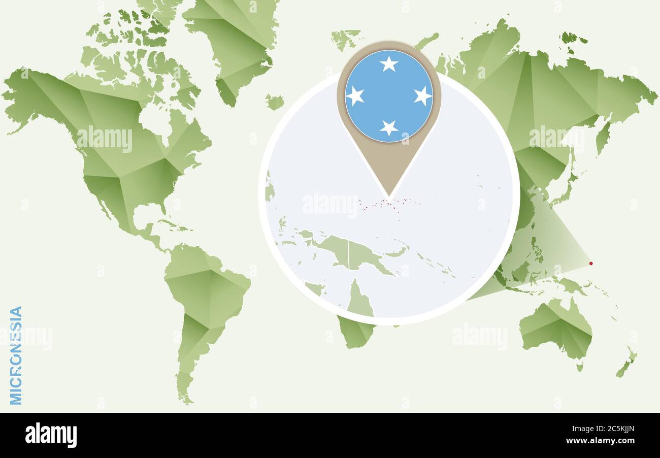 Infographic for Micronesia, detailed map of Micronesia with flag ...