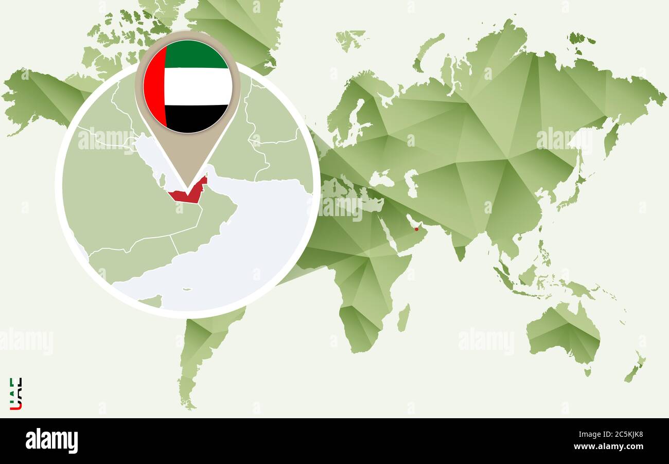 Infographic for United Arab Emirates, detailed map of UAE with flag ...