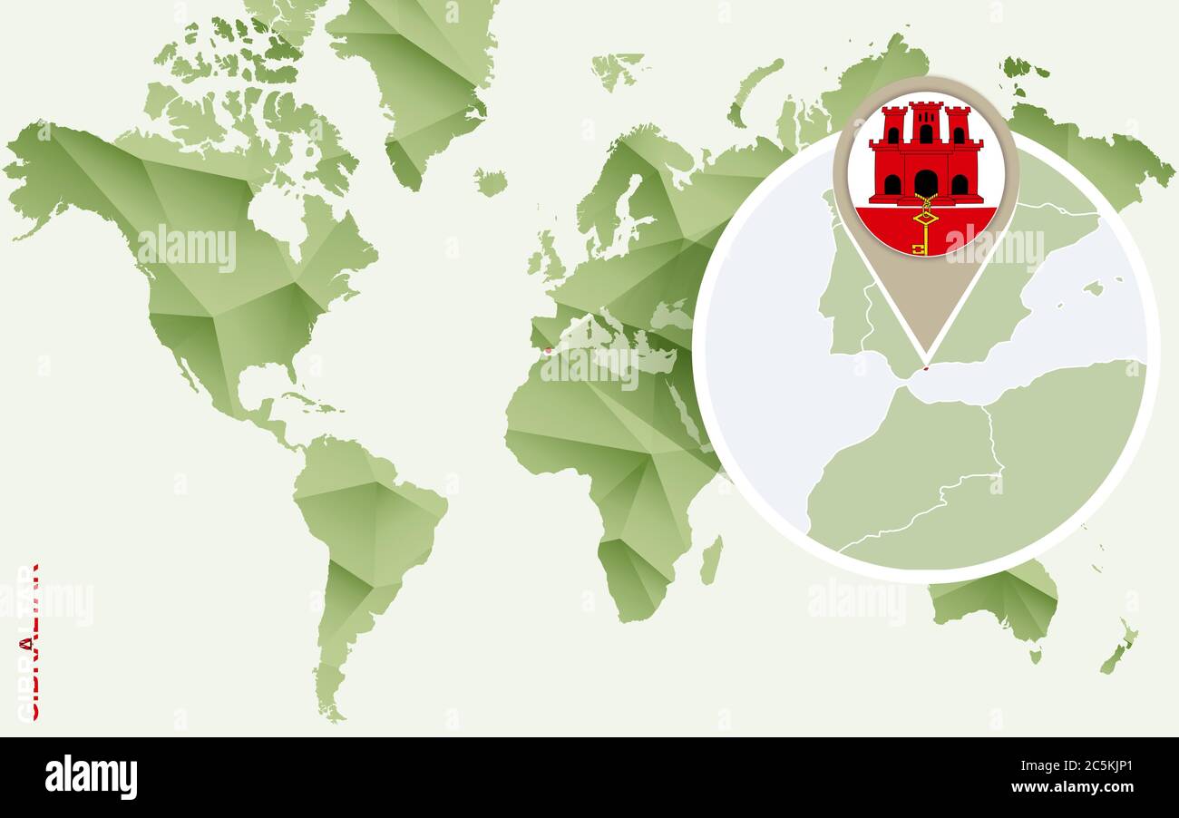 Infographic for Gibraltar, detailed map of Gibraltar with flag. Vector ...