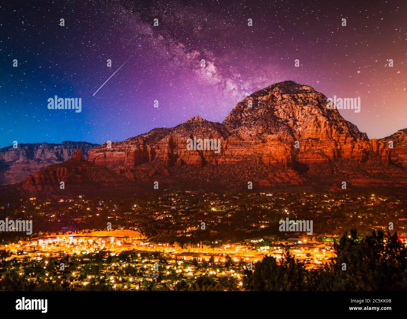 Beautiful Milky Way Galaxy stars over Sedona Arizona landscape with ...