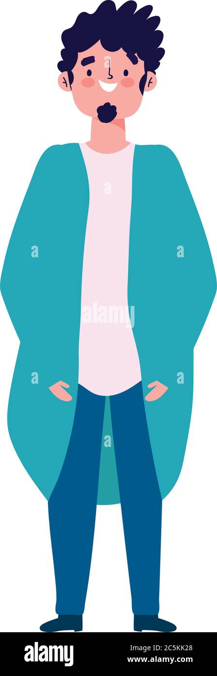 young man cartoon character male standing figure isolated design icon ...