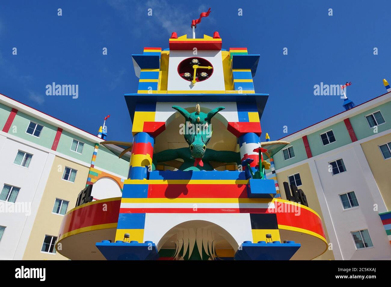 ORLANDO, FL -20 JUN 2020- View of an on-site hotel at the Legoland ...