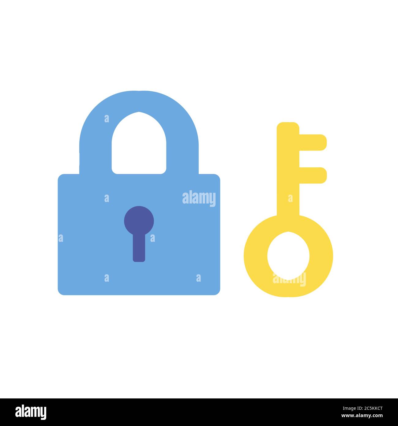 Lock and key icon on white background. Vector illustration in trendy ...
