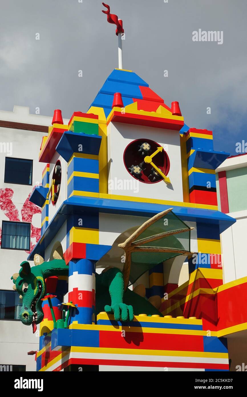 ORLANDO, FL -20 JUN 2020- View of an on-site hotel at the Legoland ...