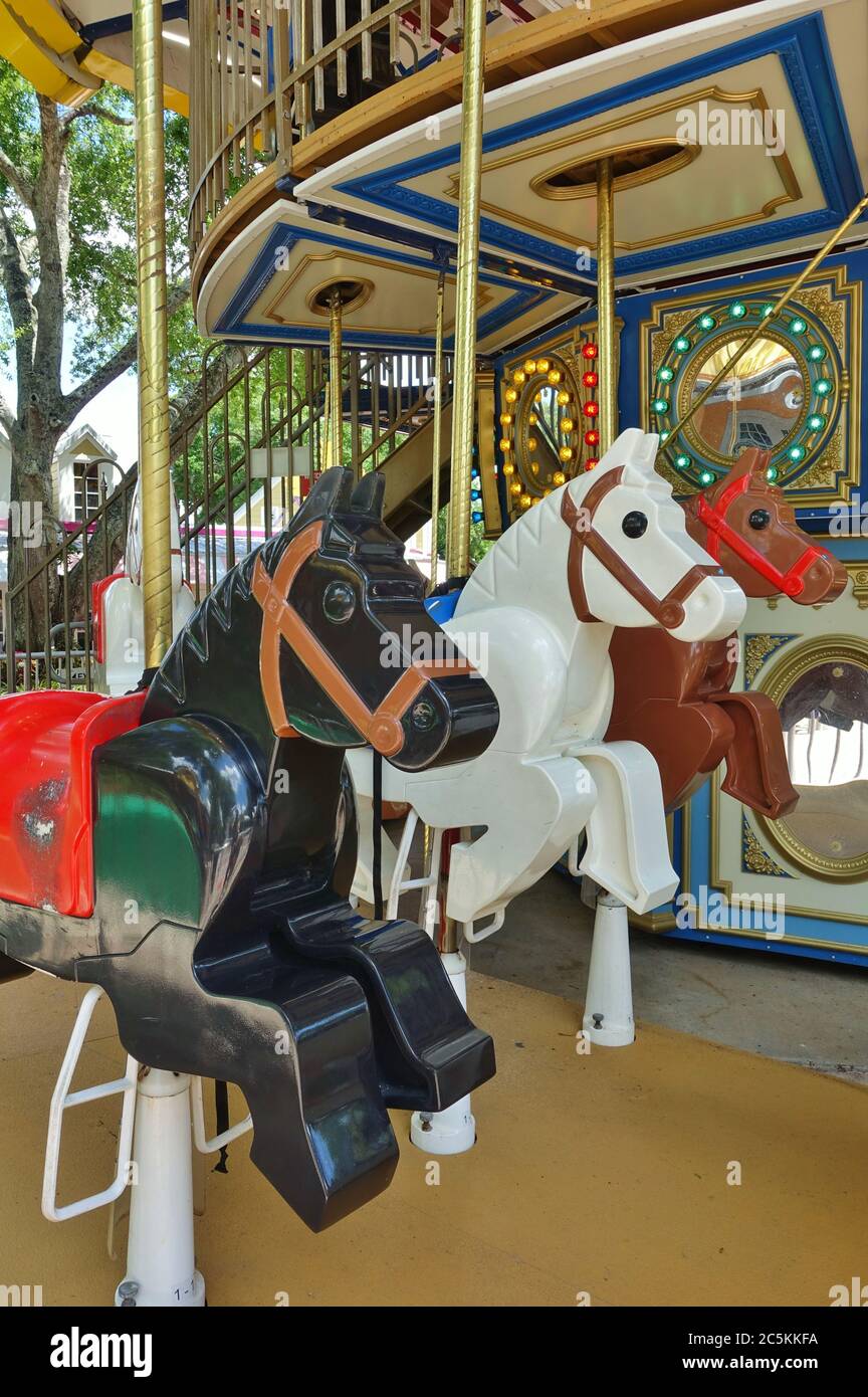 ORLANDO, FL -20 JUN 2020- View of an old-fashioned merry-go-round ...