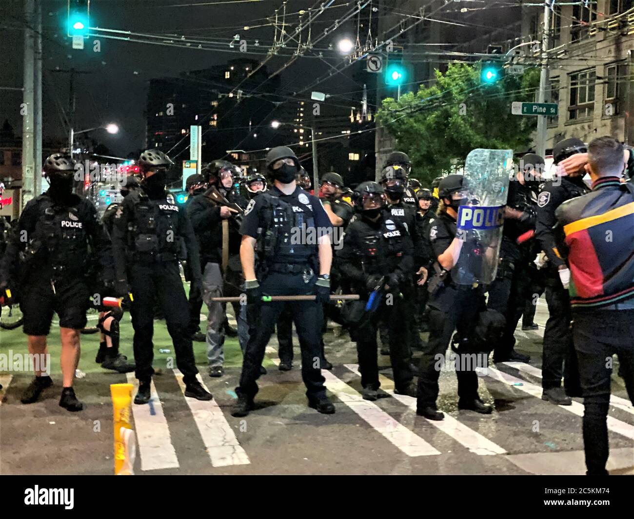 July 3, 2020, Seattle, Washington, U.S: Police hold the line at CHOP ...