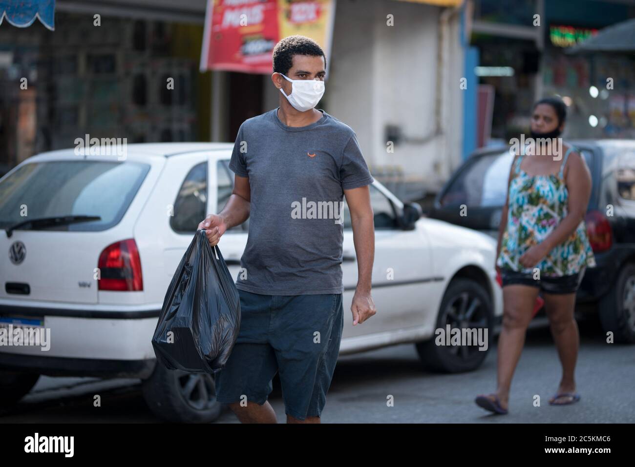 Rio de Janeiro, Brazil - July 3, 2020: People are wearing face masks ...
