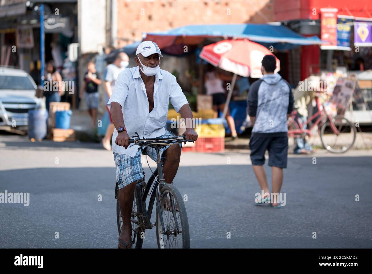 Rio de Janeiro, Brazil - July 3, 2020: People are wearing face masks ...