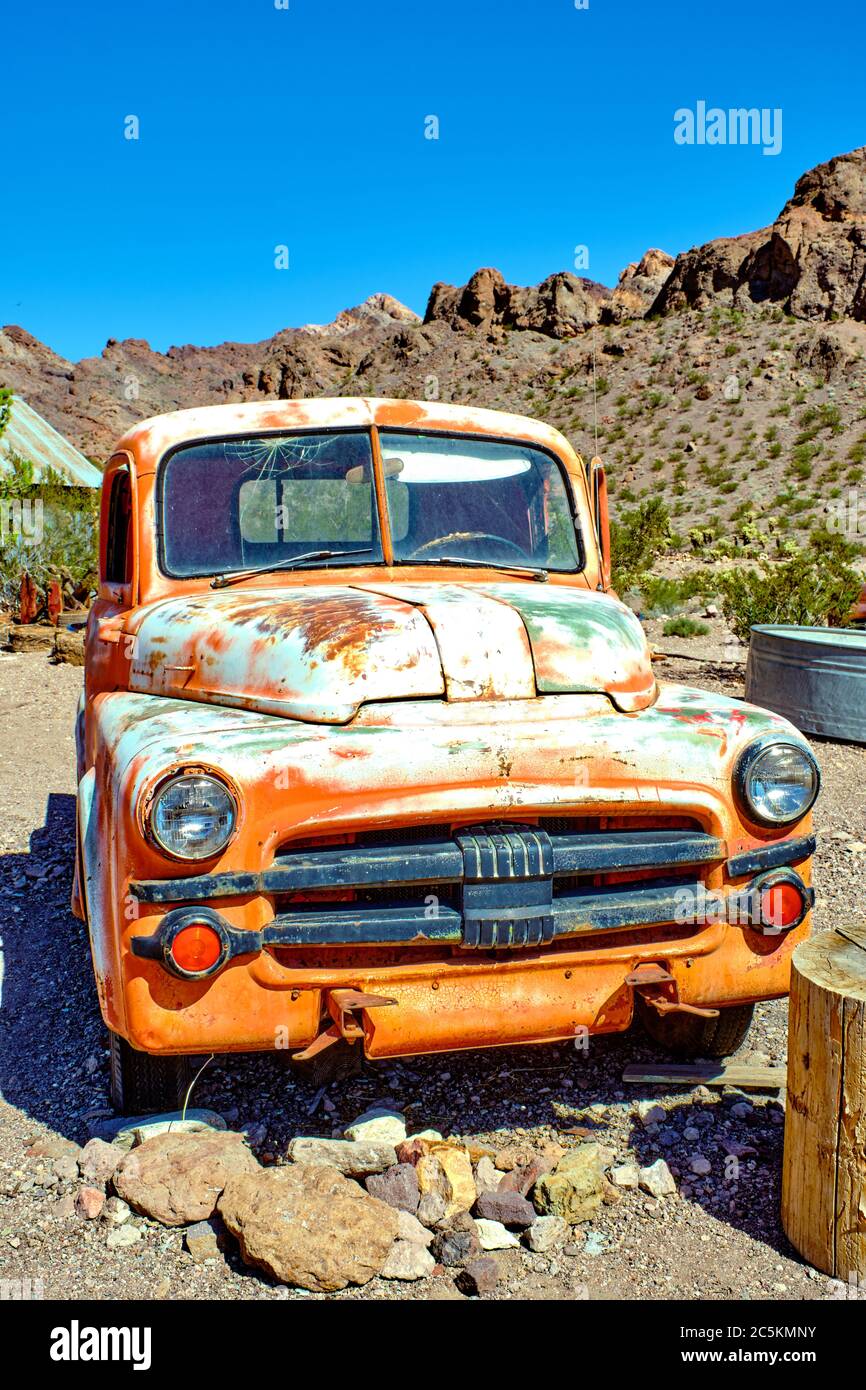 Old rare, rusty cars in the Ghost Town of Nevada Stock Photo - Alamy