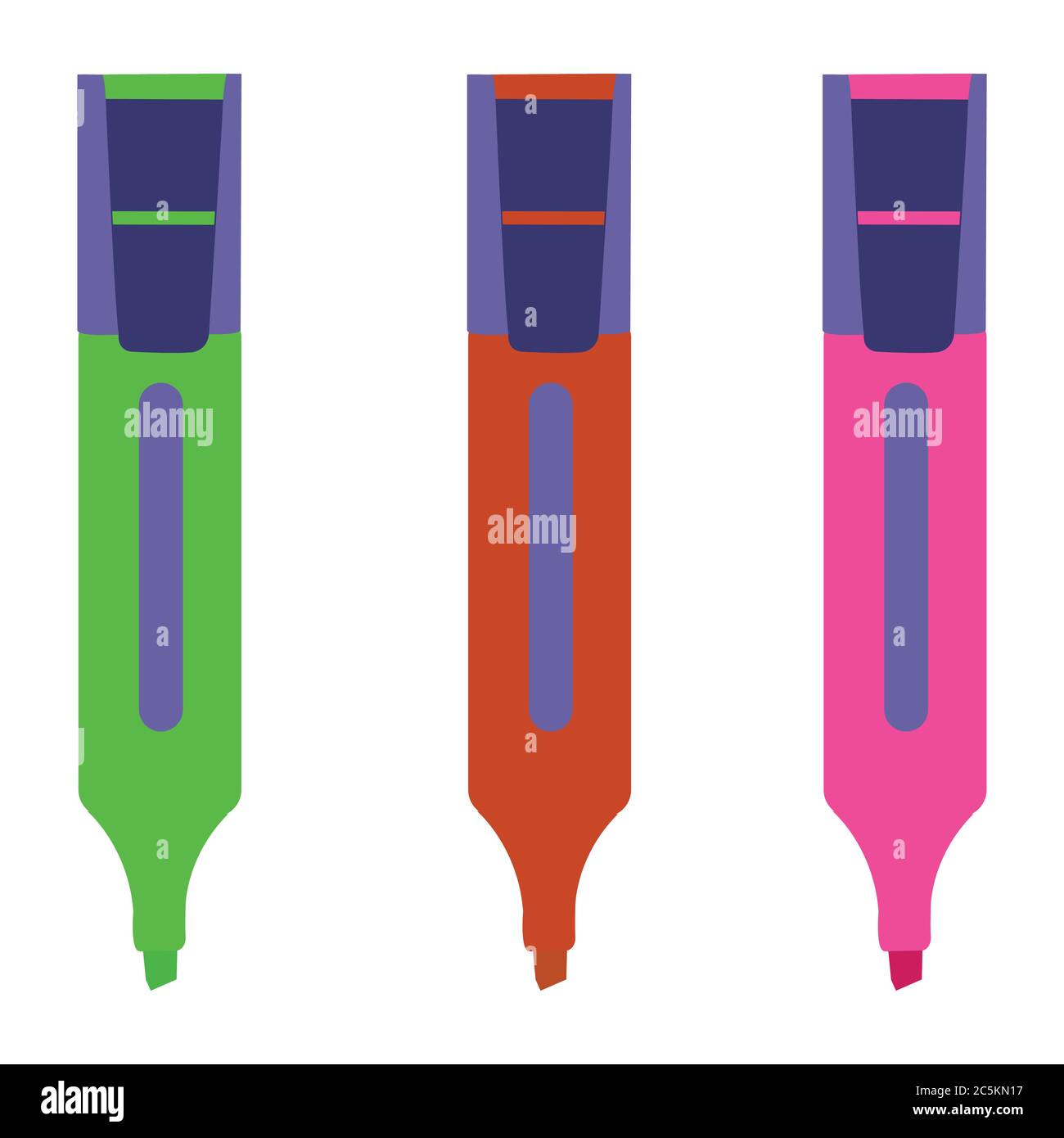 Three Colored Highlighters On A White Backdrop Stock Vector Image & Art ...