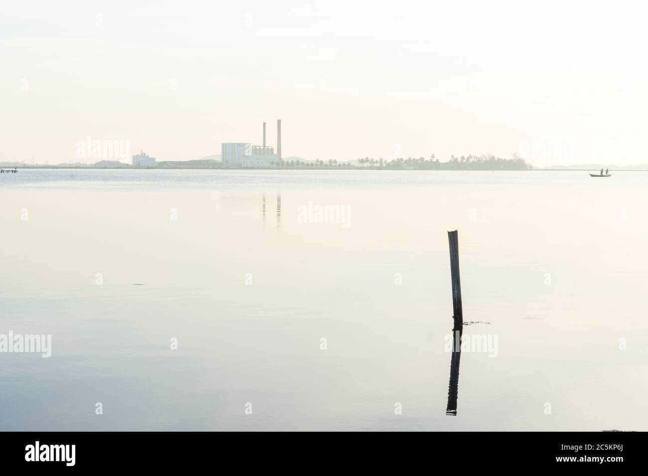 Salt factory at a tropical lake landscape in Brazil Stock Photo - Alamy