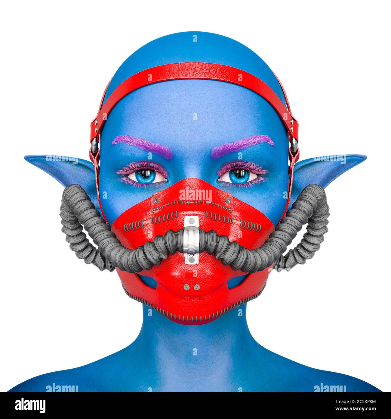 blue elf front portrait in white background, 3d illustration Stock ...