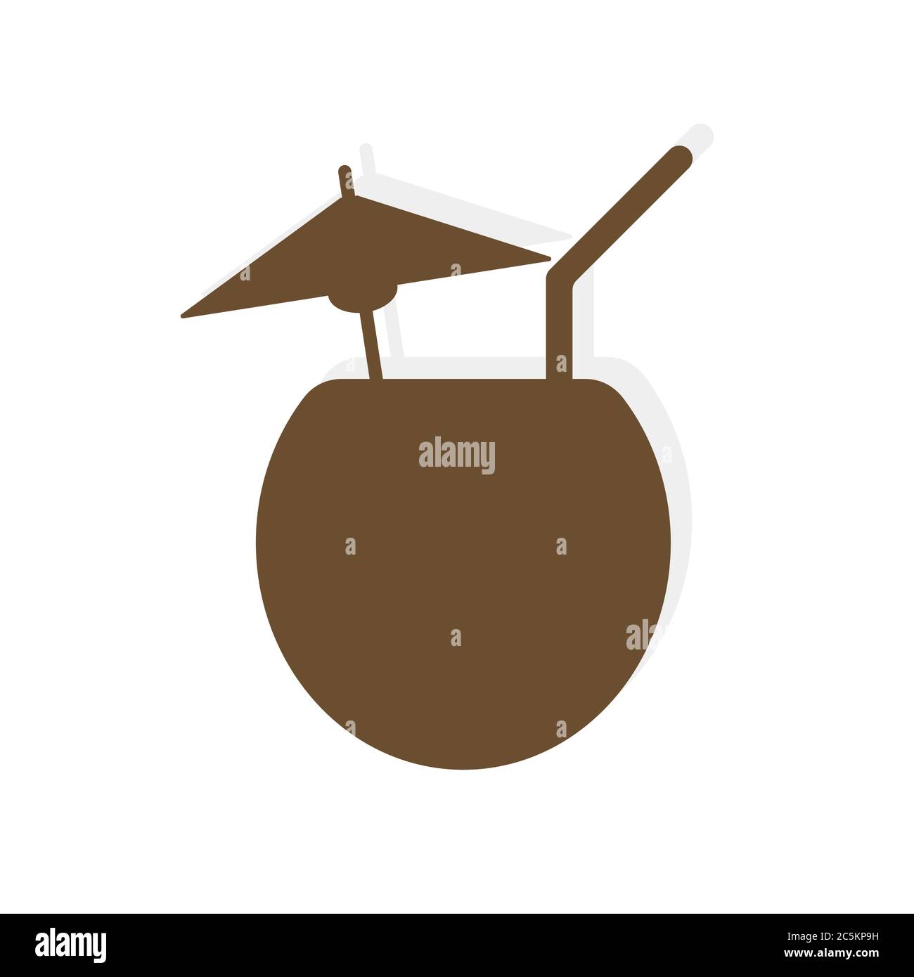 Coconut Cocktail Icon on white background. Vector illustration in ...