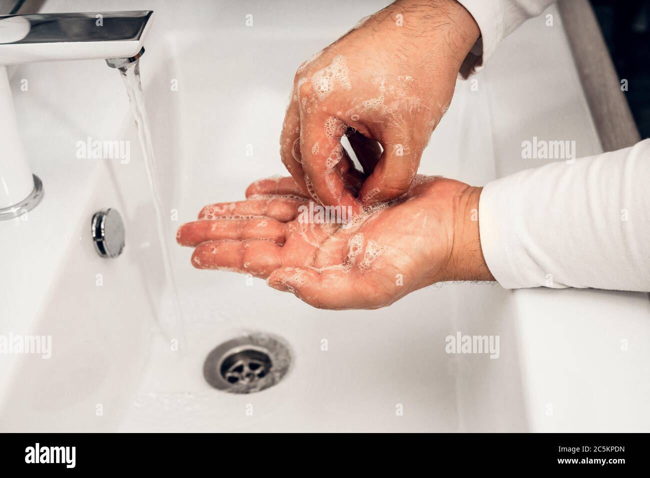 Coronavirus. Proper washing and handling of hands. Liquid antibacterial ...