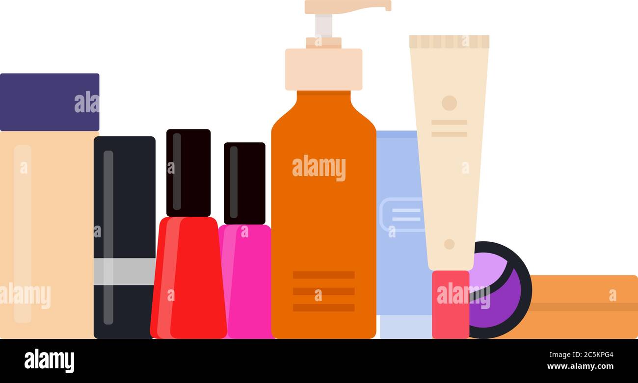 Set of makeup products vector icon flat isolated illustration Stock ...