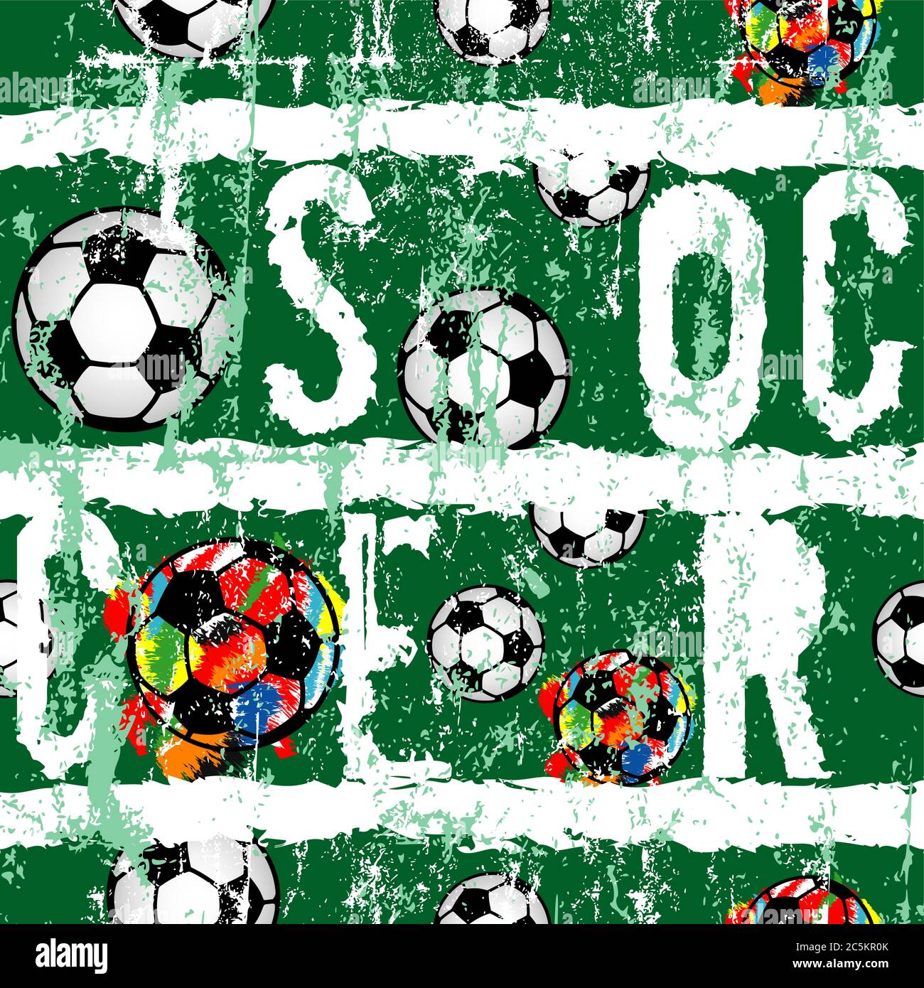 Soccer or Football grungy seamless background with soccer balls and ...