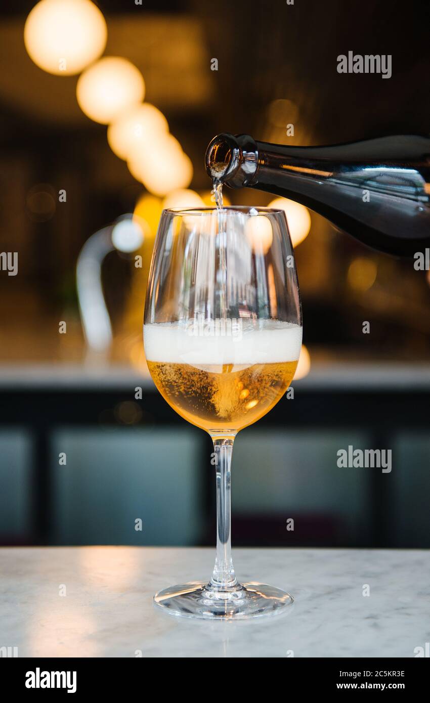 Glass champagne in restaurant hi-res stock photography and images - Alamy
