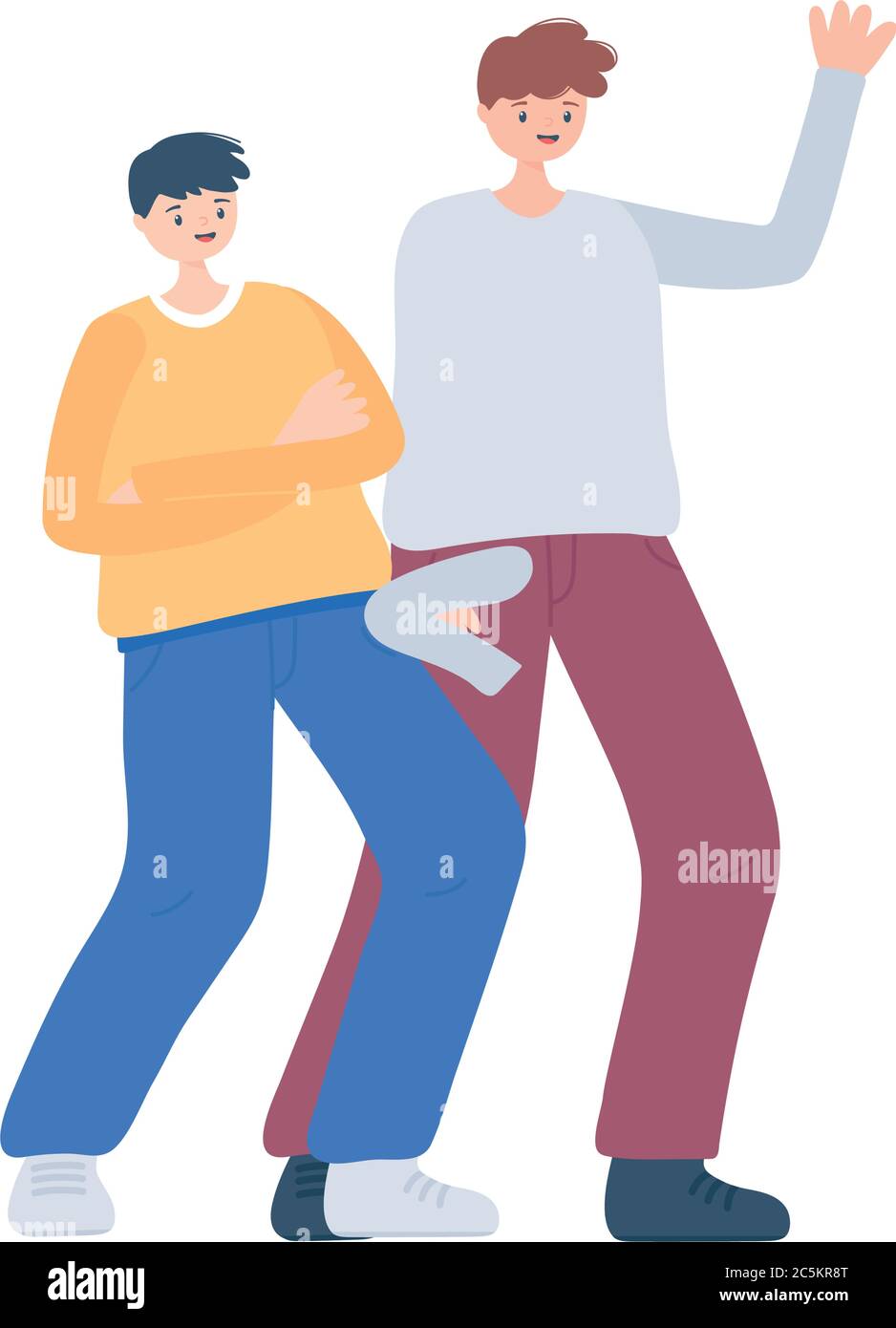 young men cartoon characters celebrating design vector illustration ...