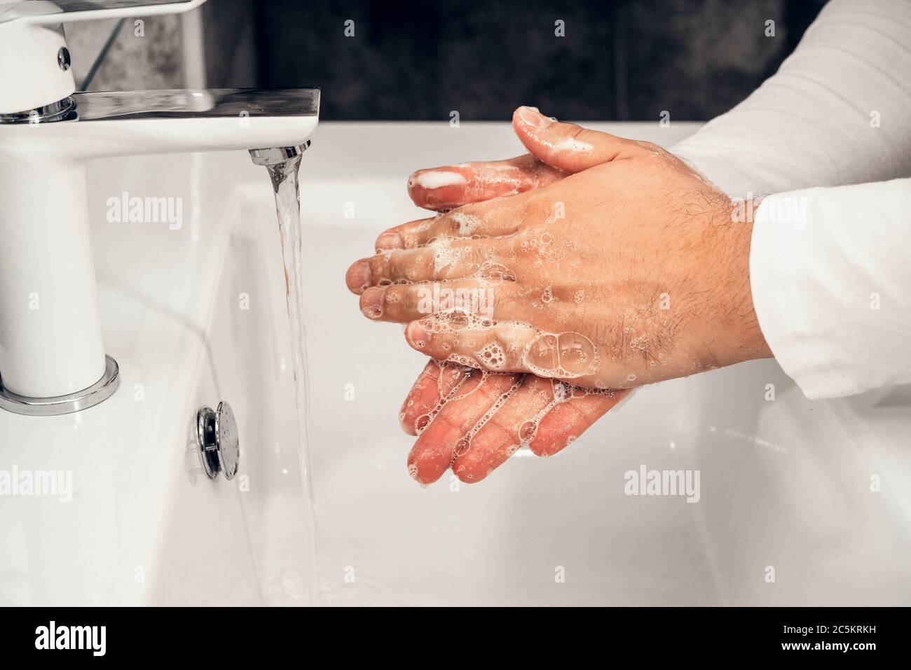 Coronavirus. Proper washing and handling of hands. Liquid antibacterial ...