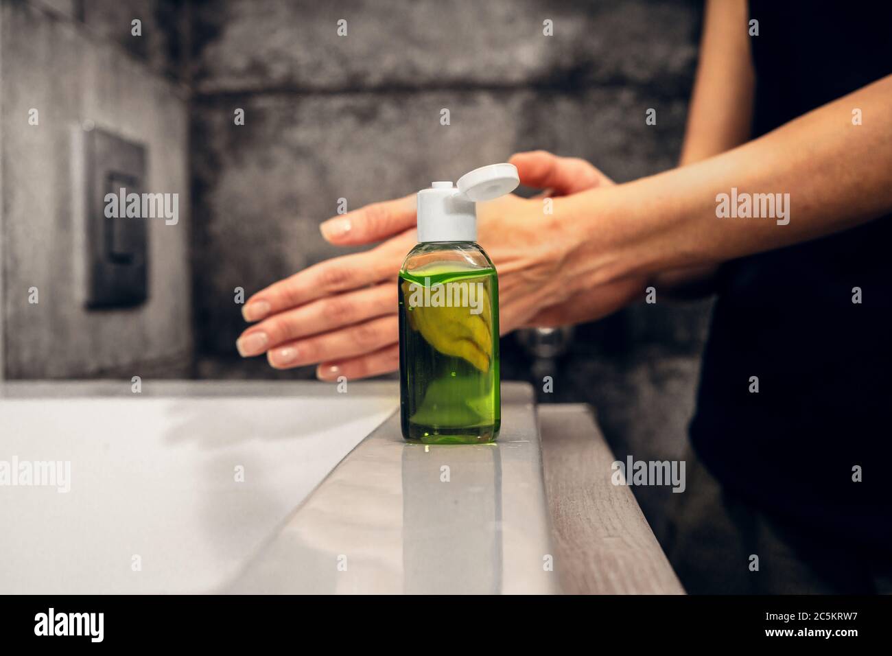 Coronavirus. Proper disinfection of hand treatment with alcohol gel ...